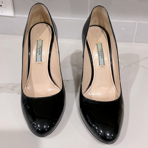 Prada | Shoes | Prada Black Patent Leather Heels | Poshmark